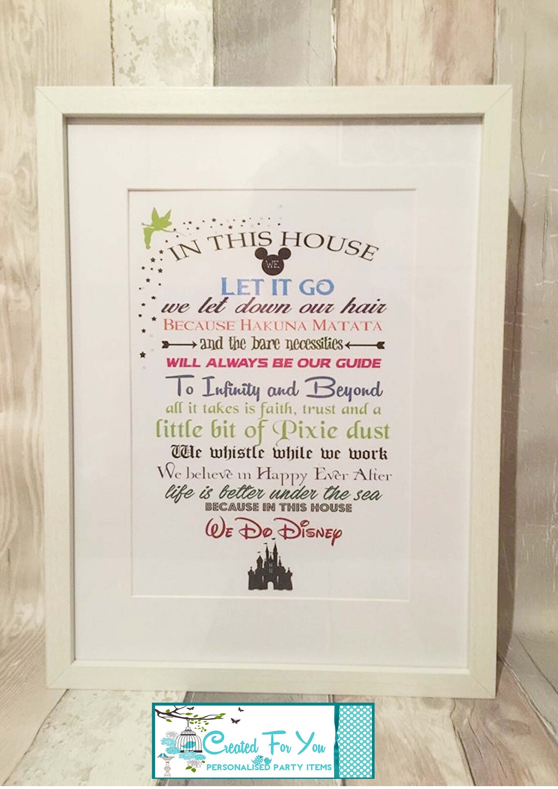 IN THIS HOUSE We Do Disney Inspired Quote A4 Print Only Great | Etsy