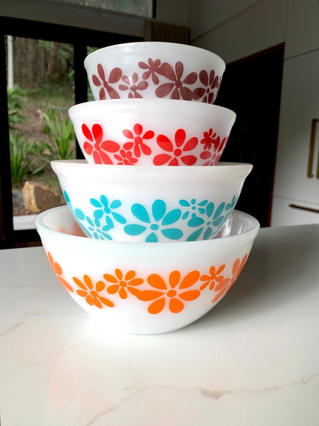 Agee Pyrex Daisy Chain Nesting Bowl Set. - Etsy