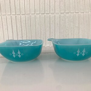 RARE Agee Crown Pyrex Turquoise Picket Fence Ramekins - Etsy