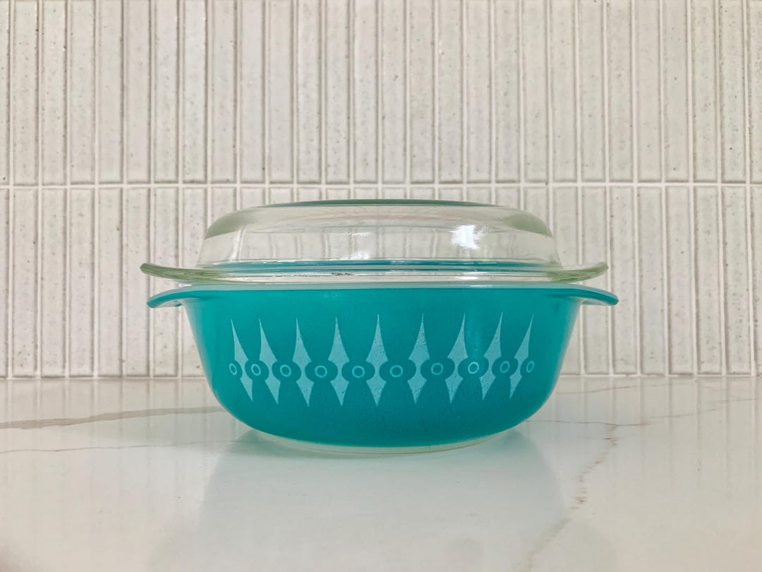Agee Pyrex Rare Turquoise Picket Fence Small Casserole - Etsy