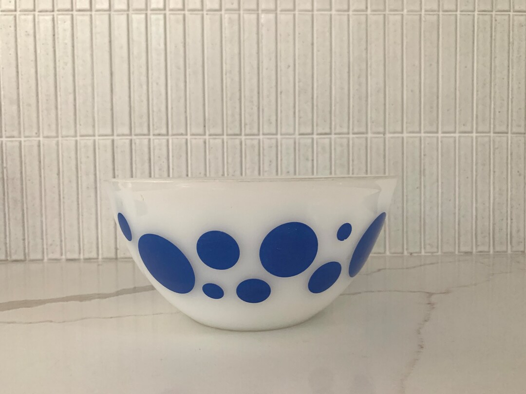 Agee Pyrex Blue Polka Dot Bowl - Etsy