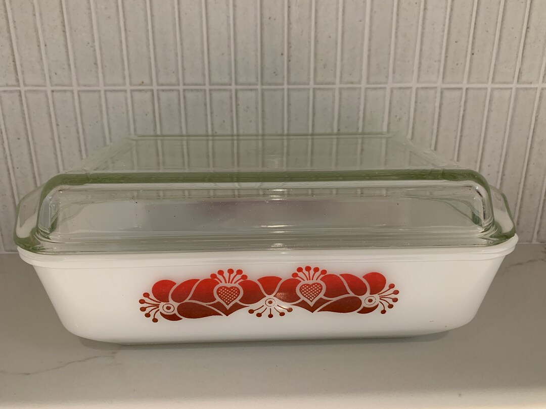 Agee Australian Pyrex Red Folk Art Oblong Casserole - Etsy