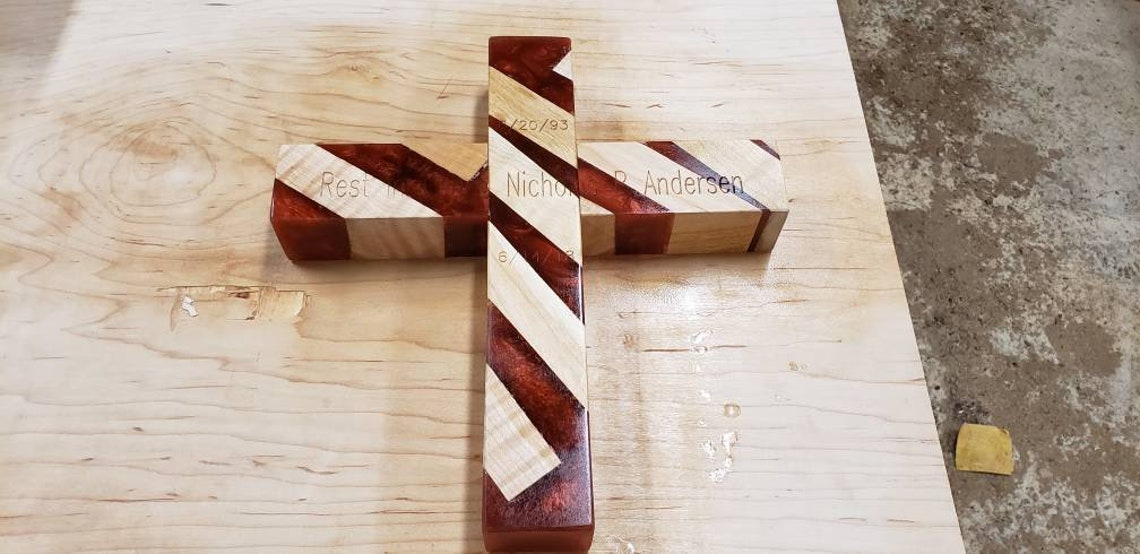 Decorative Epoxy Resin Wooden Cross W/ Engraving - Etsy