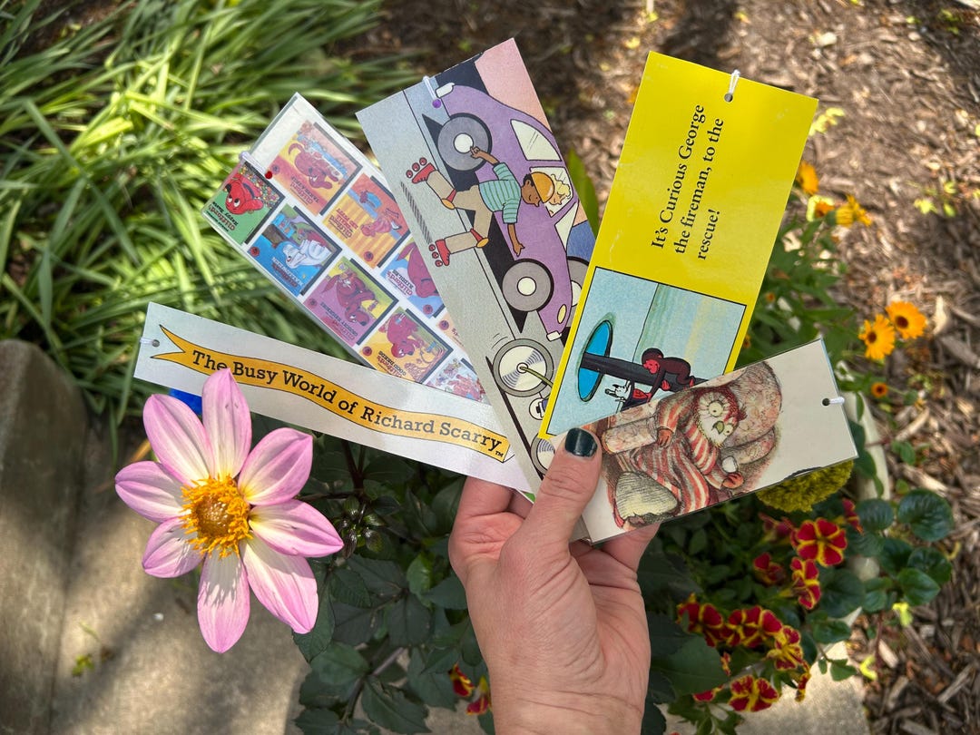 Upcycled Children's Book Bookmark Set, Vintage Pom Pom Bookmarks - Etsy