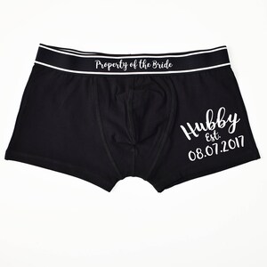 Hubby, Property of the Bride, Wedding Underwear Gift Set, Personalised ...