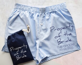 Groom's Property of the Bride Wedding Date Boxers | Etsy UK