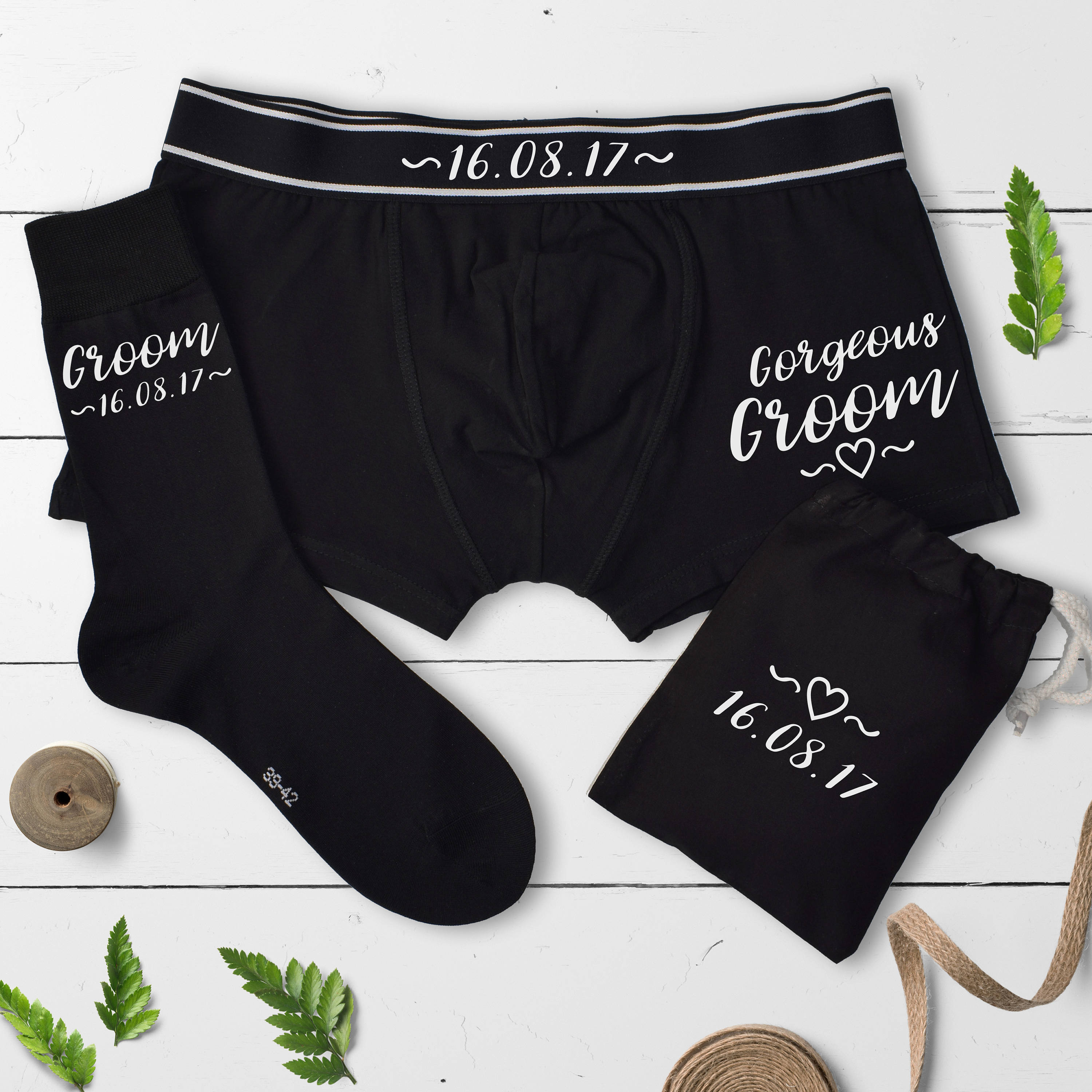 Personalized Groom Underwear & Socks Set, Wedding Date Gift - Etsy