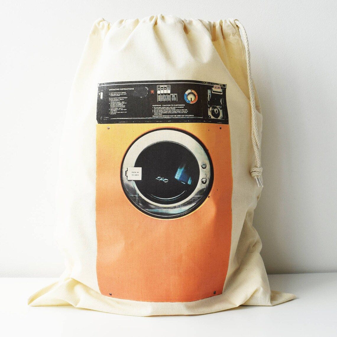 Laundry Bag Washing Machine Print Drawcord Cotton Bag - Etsy