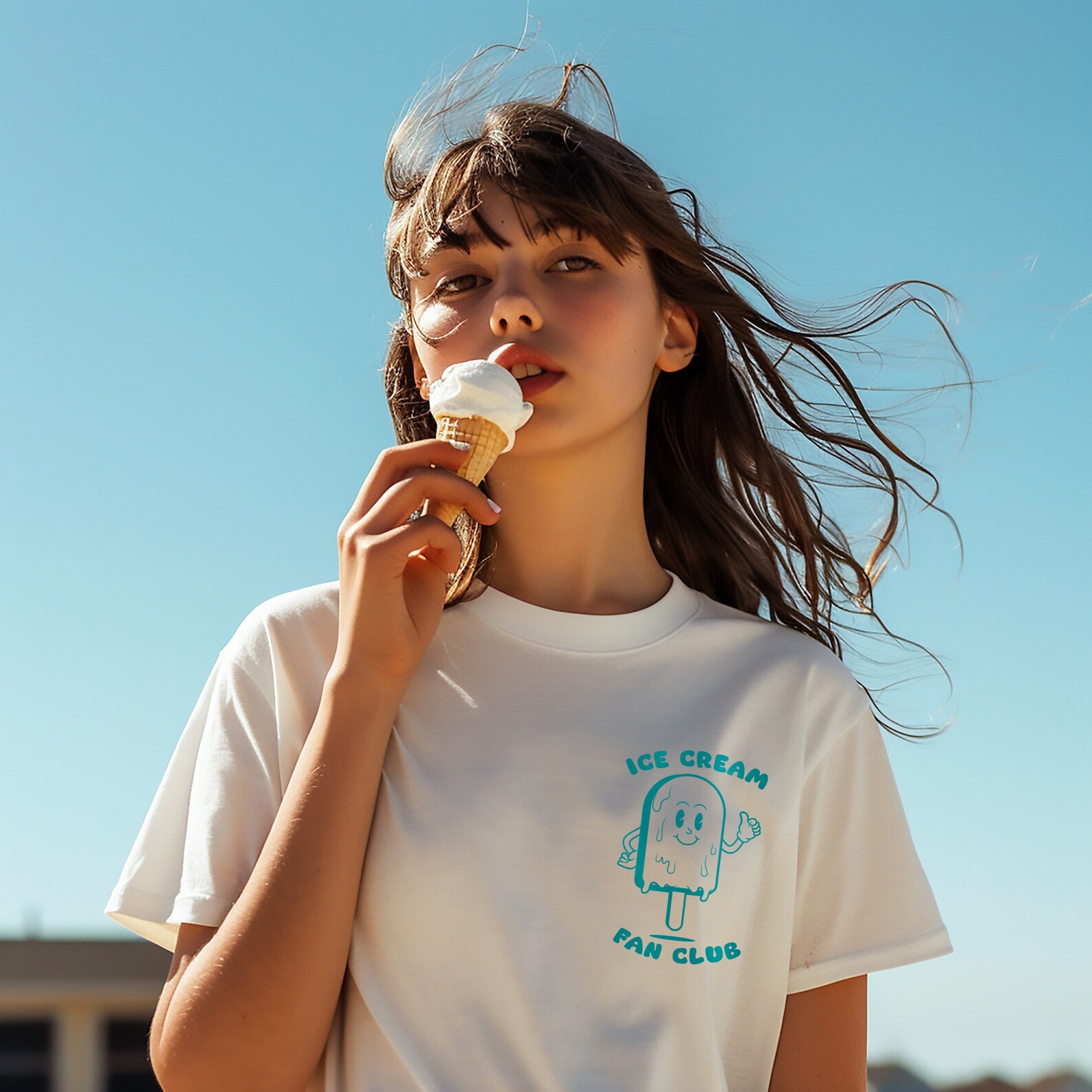 Retro Ice Cream Fan Club T-shirt, Turquoise Print Unisex Tee - Etsy