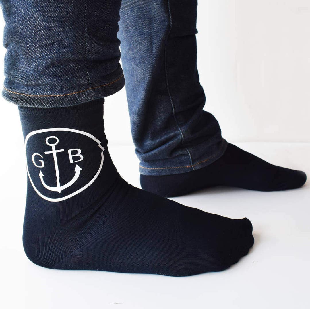 Personalised Mens Monogram Anchor Socks - Etsy