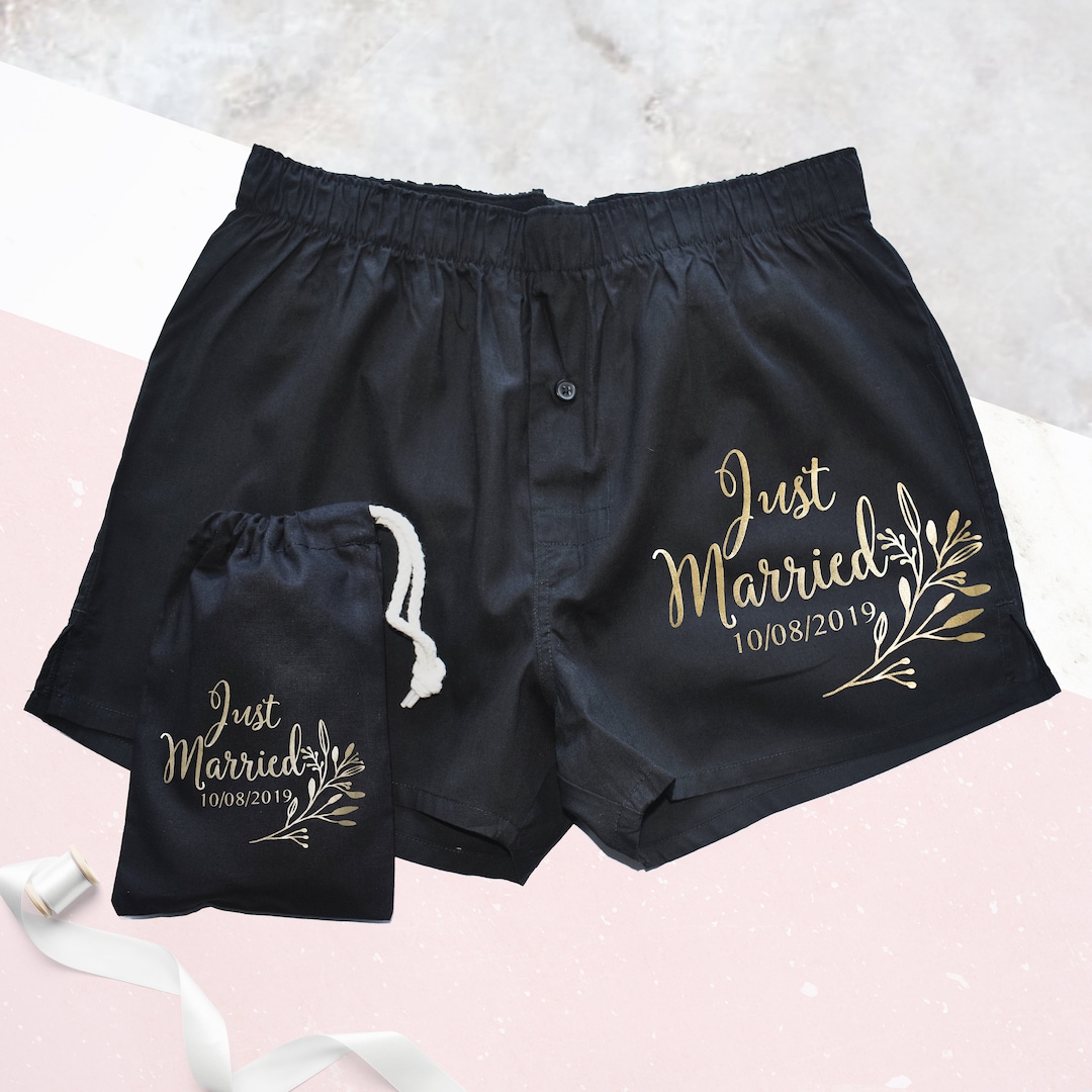 Just Married Personalised Groom's Wedding Boxer Shorts - Etsy
