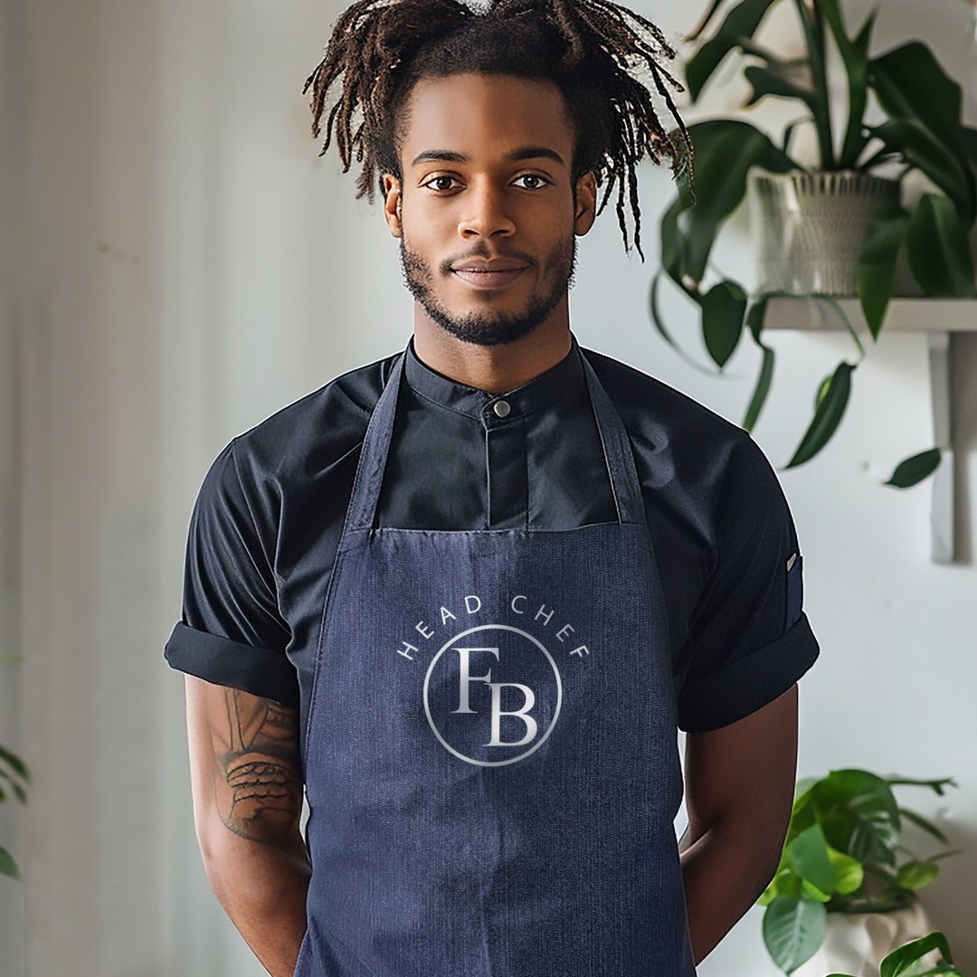 Personalised Head Chef Apron – Monogram Initial Gift - Denim Apron - Etsy