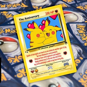 Pikachu Anniversary Pokemon Card Gift for Him or Her, Wedding, Birthday ...
