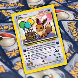 Eevee Pokemon Birthday Card Eevee Gift Design Perfect Gift - Etsy