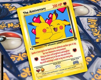 Mr and Mrs Pikachu Pokemon Wedding Card Anniversary Gift for Him Nerdy ...