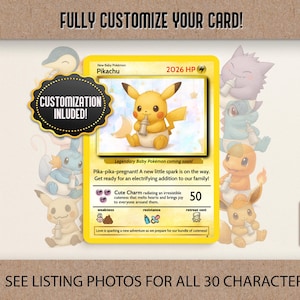 Pokemon Pregnancy Card - Baby Pikachu and Baby Charmander Design ...