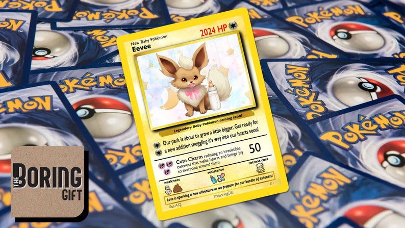 Pokemon Pregnancy Card - Eevee Design - Custom Pokemon Card - Pregnancy ...