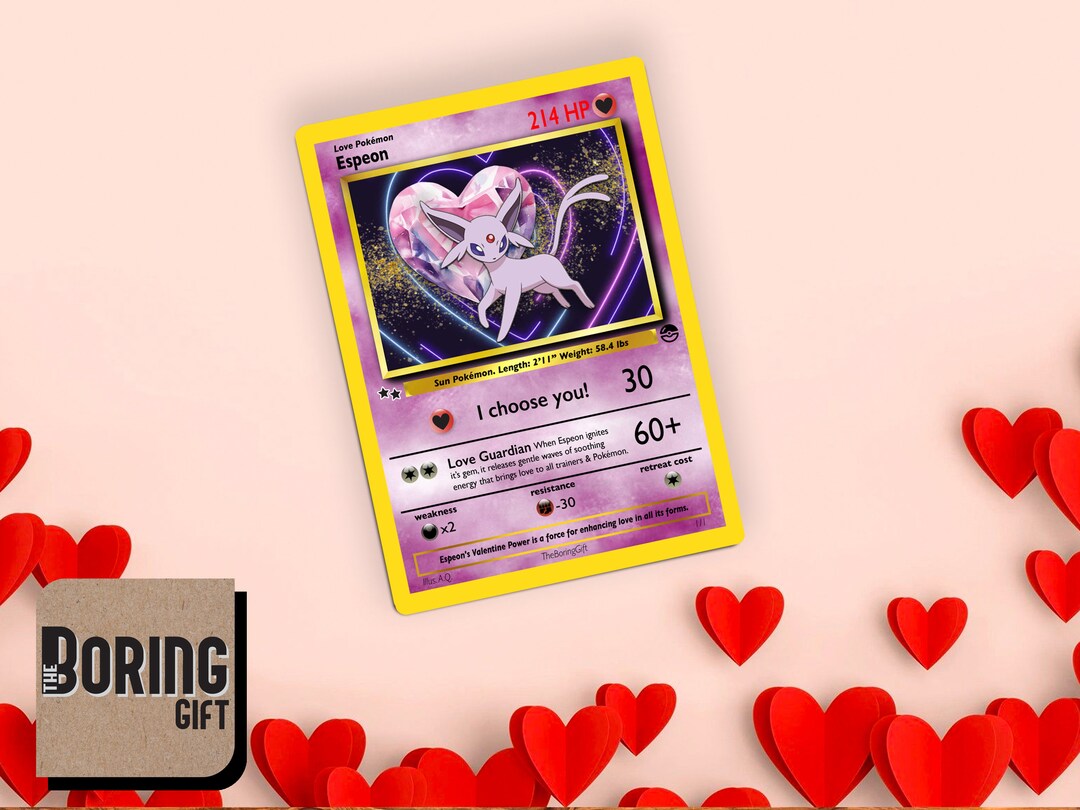 Valentine Espeon Card for Him or Her, Romantic Pokemon Gift - Etsy