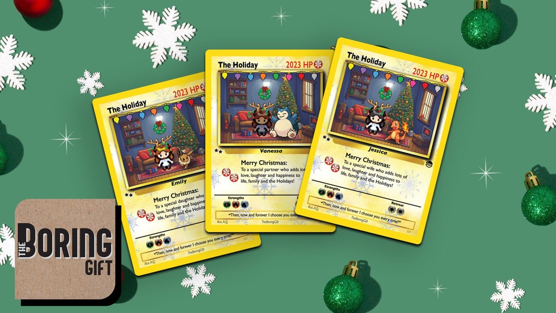 Custom Christmas Pokemon Card Gift for Her, Holiday Gift Idea for ...