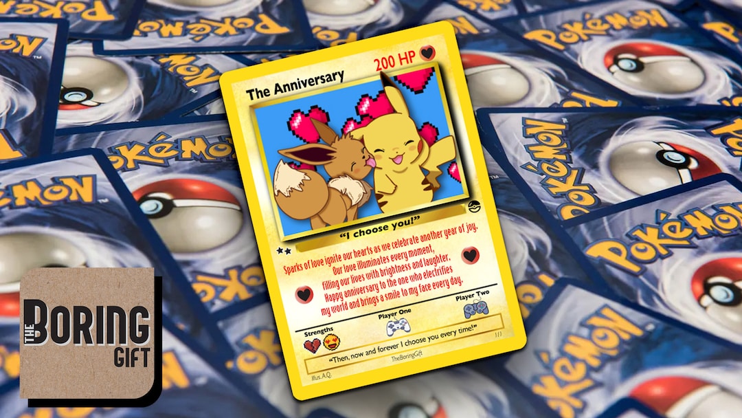 Anniversary Pokemon Card Gift for Him or Her, Romantic Pikachu and ...