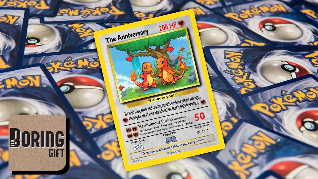 Pokemon Anniversary Card, Charmander Valentine, Custom Pokemon Card ...