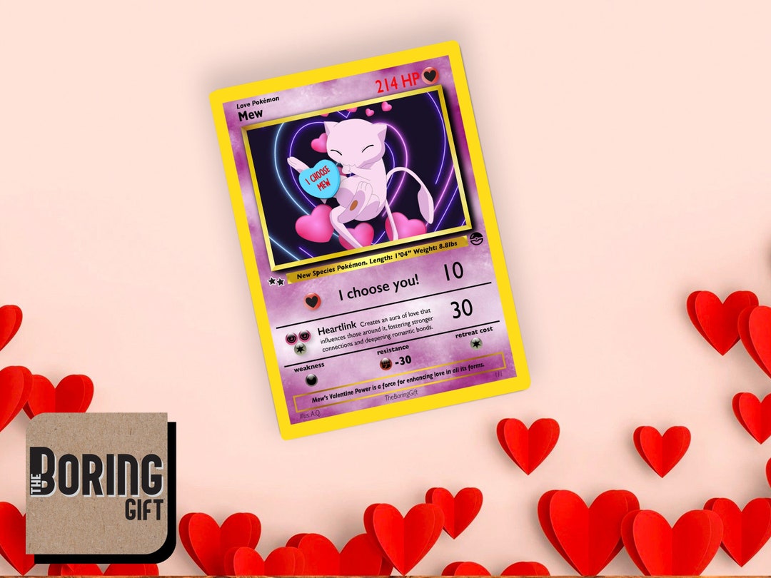 Valentine Mew Card for Him or Her, Romantic Pokemon Gift - Etsy