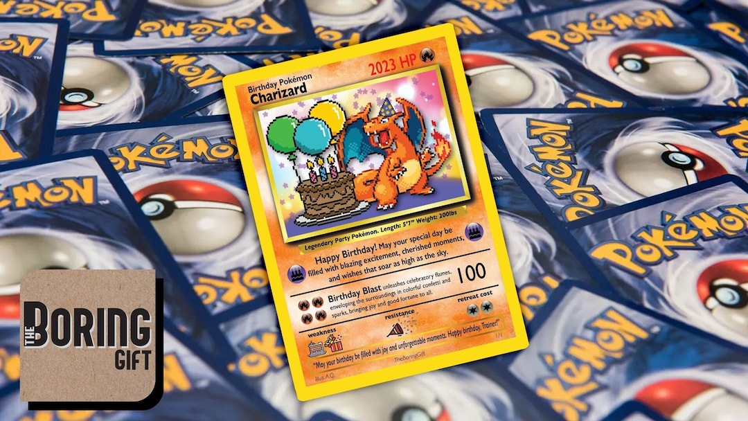 Custom Birthday Pokemon Card - Charizard Design - Perfect Gift Idea for ...