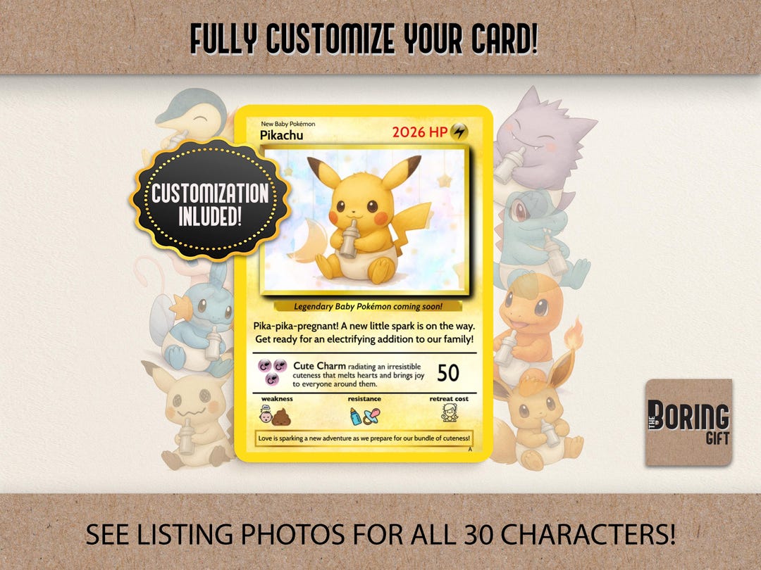 NEW! Customizable Baby Pokemon Pregnancy Announcement Card - 30 ...