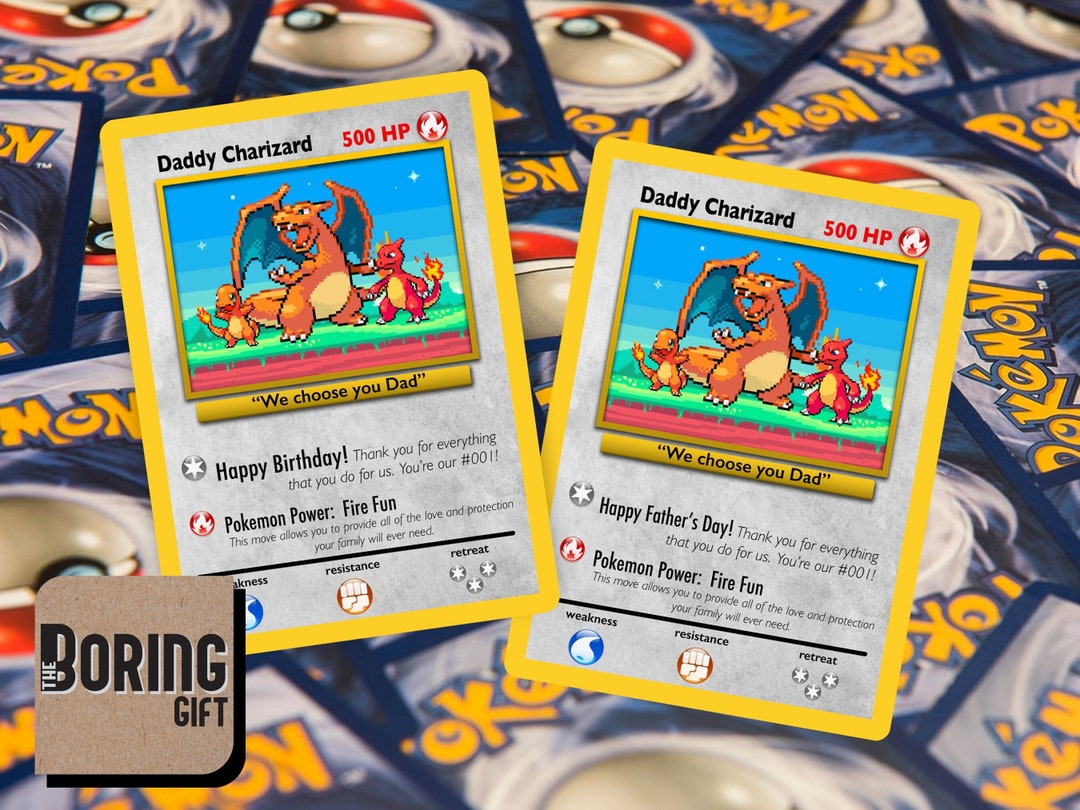 Charizard Birthday Pokemon Card Fathers Day Gift for Dad - Etsy