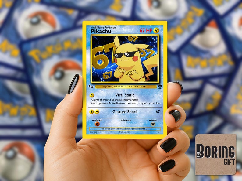 Pikachu 67 Card - Trendy Gifts for Kids - Funny Stocking Stuffer ...