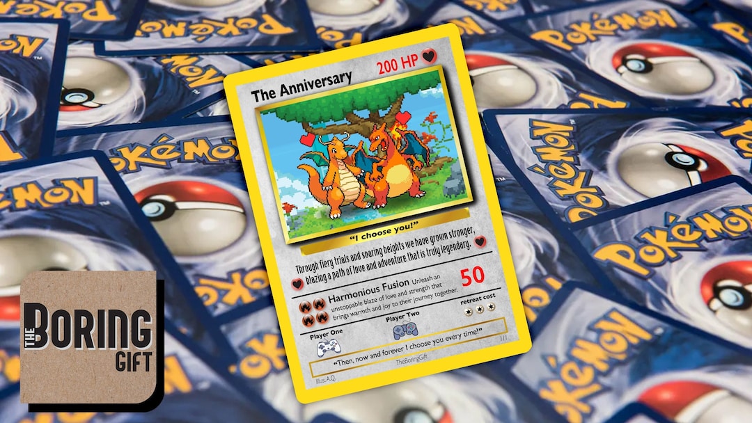 Charizard Anniversary Pokemon Card Gift for Him or Her, Wedding or ...