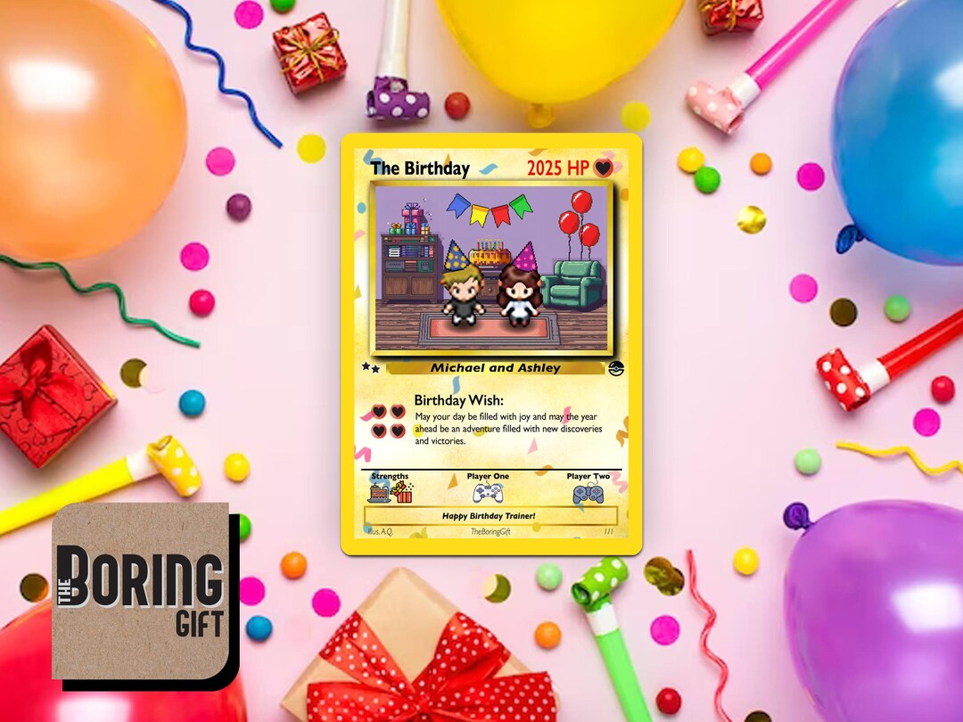 Custom Birthday Pokemon Card Gift for Him or Her, Wedding or Valentine ...