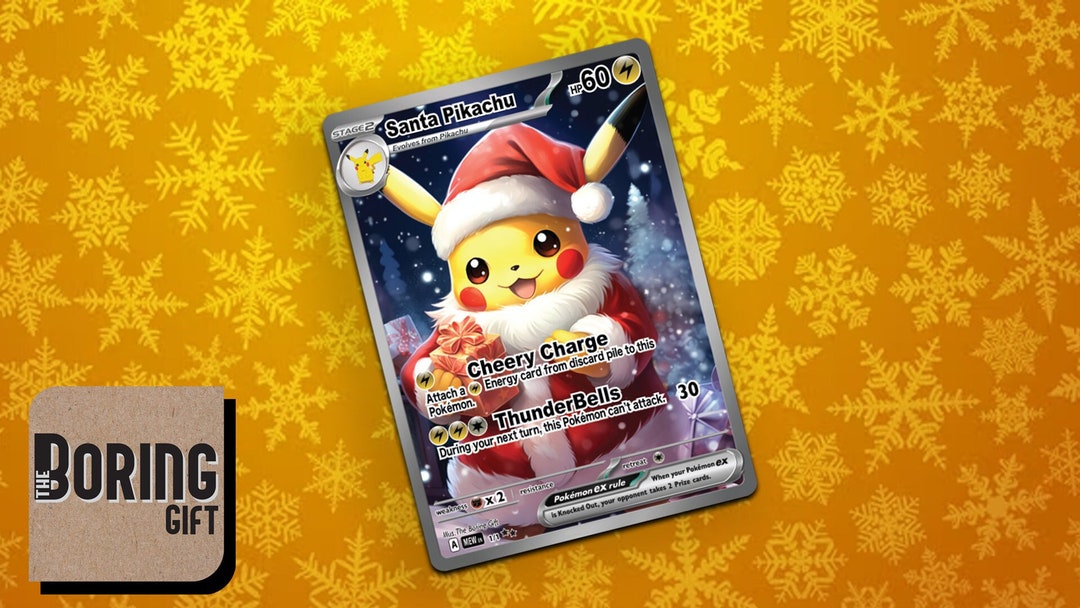 Santa Pikachu Christmas Card, Holiday Gift for Him, Gamer Stocking ...