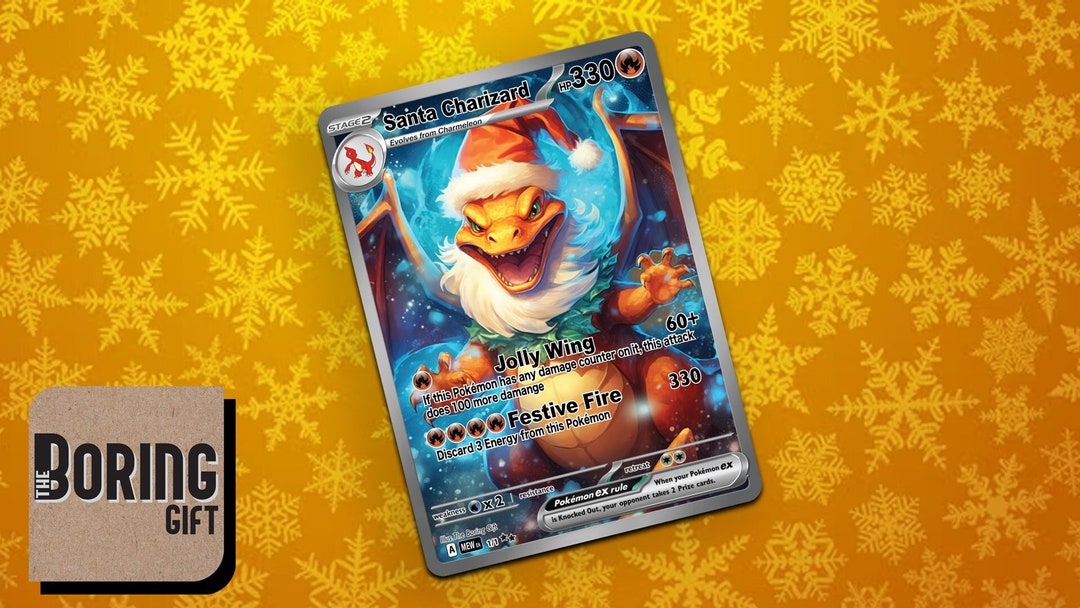 Charizard Christmas Card, Holiday Gift for Him, Gamer Stocking Stuffer ...