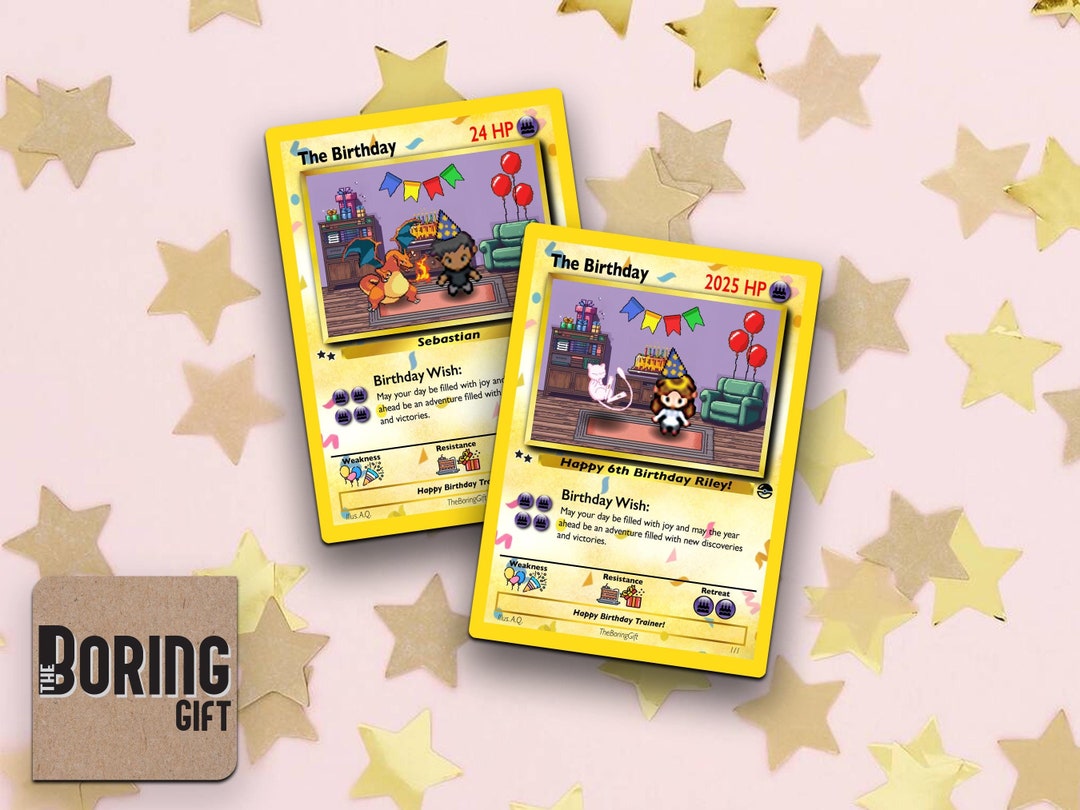 Custom Birthday Pokemon Card Kids Pokemon Party Millennial Gamer ...