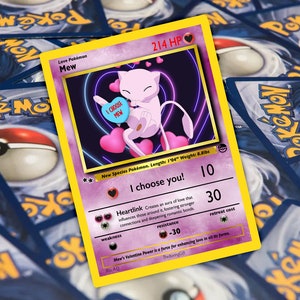 Valentine Mew Card for Him or Her, Romantic Pokemon Gift - Etsy