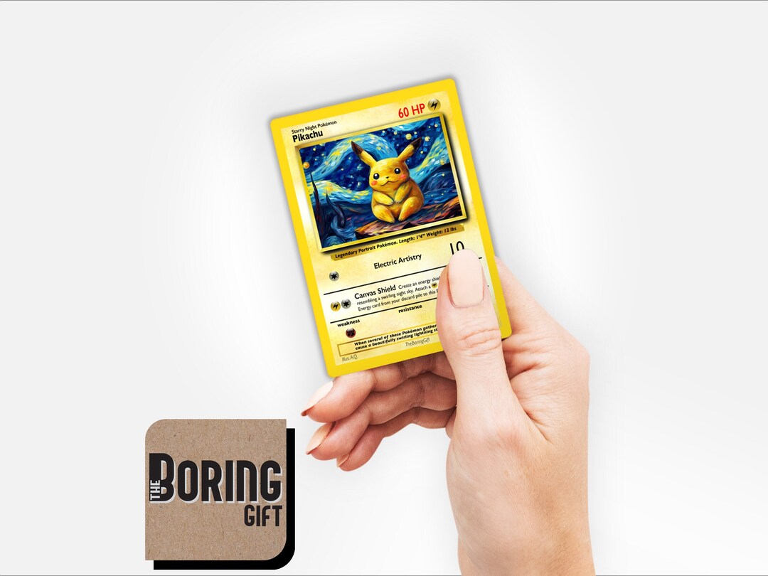 Pikachu Starry Night Pokemon Card Gift for Him or Her, Vincent Van Gogh ...
