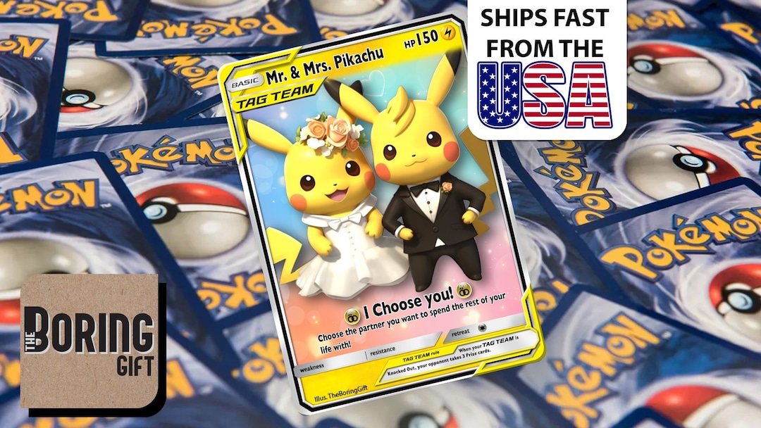 Mr and Mrs Pikachu - Pokemon Wedding Card - Anniversary Gift for Him ...