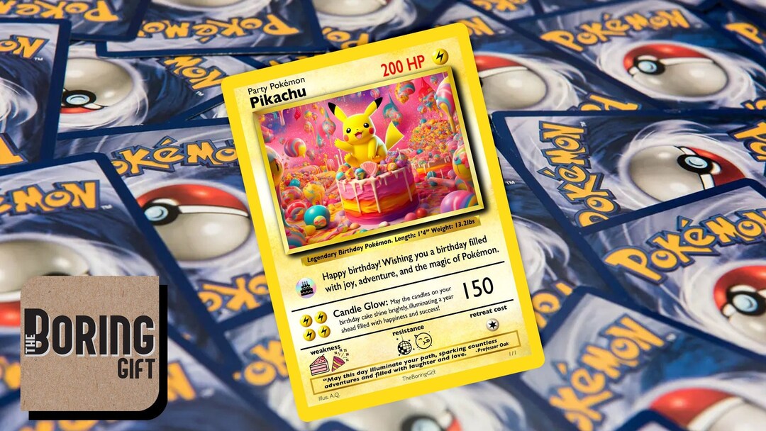 Custom Birthday Pokemon Card - Pikachu Party Design - Perfect Gift Idea ...