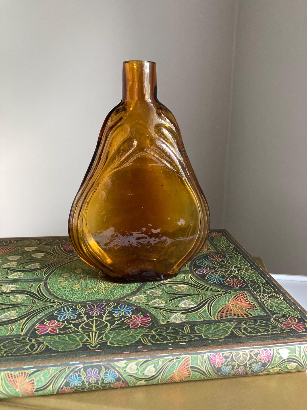 Vintage Clevenger Amber Glass Scroll Flask, Circa 1973, Collectible ...
