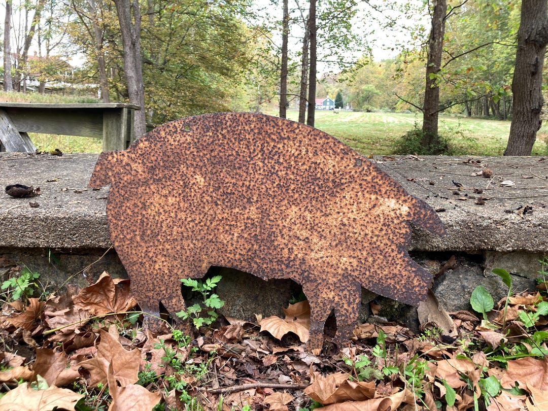 Rusty Metal Art Animal, Pig, Great Surface, Indoor/outdoor, Hanging ...