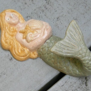 Custom Nautical MERMAID HOOK, Beach Cottage Décor, Ceramic Hook, Siren ...