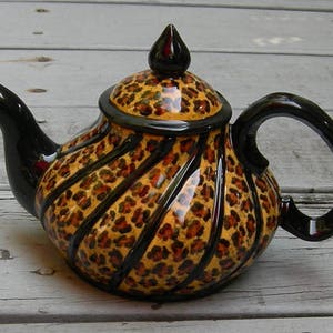 Custom Spiral LEOPARD PRINT Teapot, Exotic Ceramic Teapot, Leopard ...