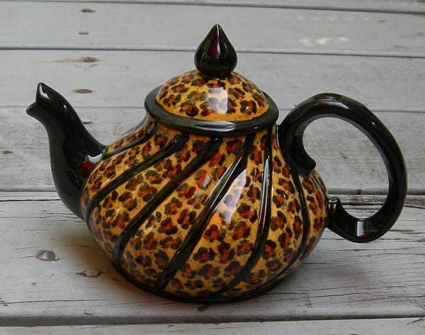 Custom Spiral LEOPARD PRINT Teapot, Exotic Ceramic Teapot, Leopard ...