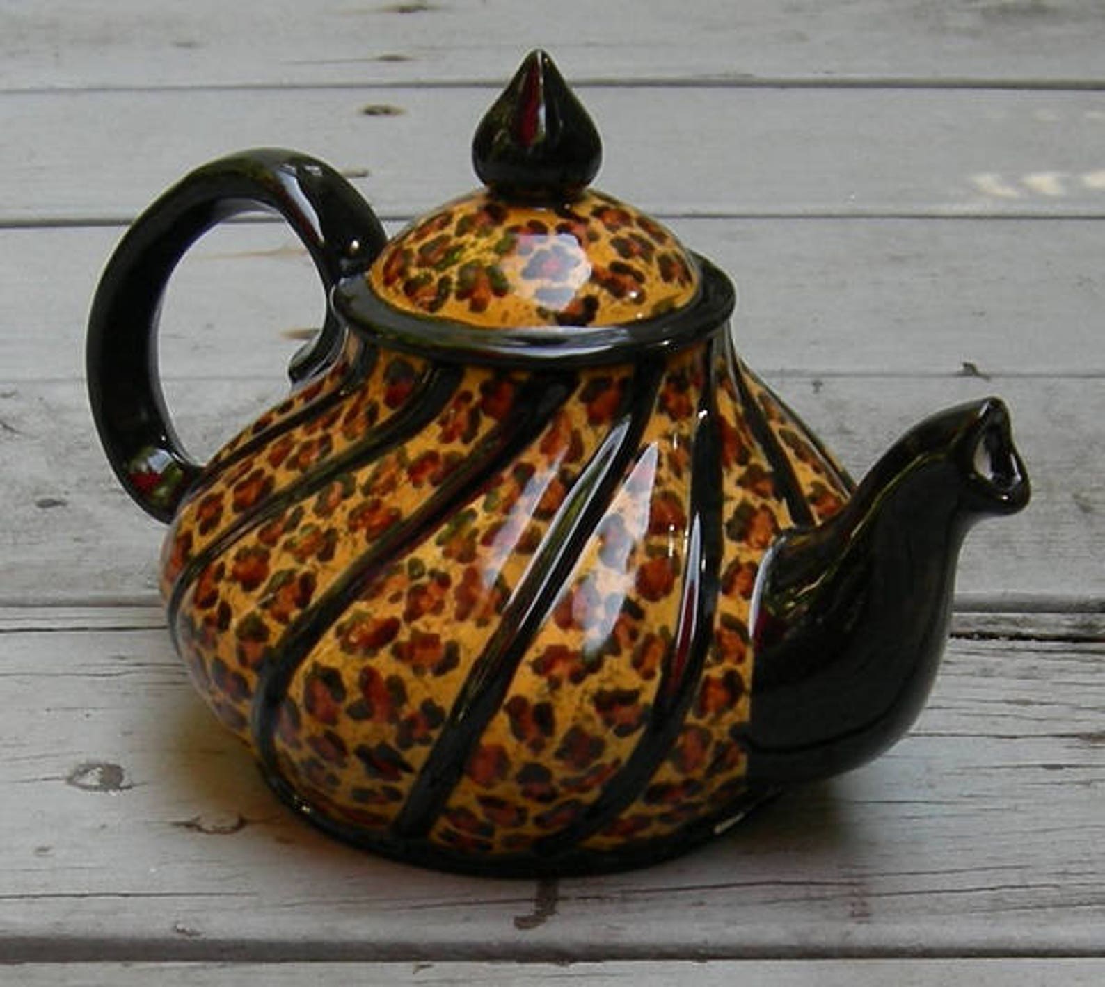 Custom Spiral LEOPARD PRINT Teapot Exotic Ceramic Teapot - Etsy Australia