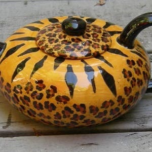Custom Exotic LEOPARD PRINT/TIGER Teapot, Hand Painted, Japanese Style ...