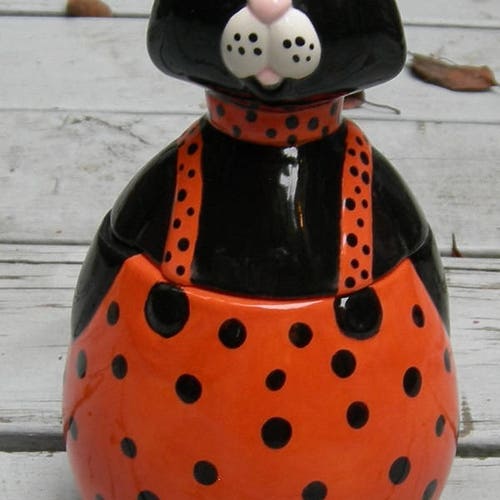 Cool BLACK CAT Cookie/candy/treat Jar Halloween Black Cat - Etsy