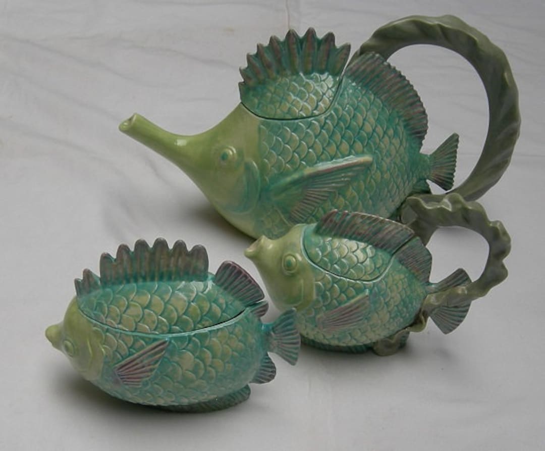 Custom Tropical Fish Tea Set, Hand Painted Fish Teapot, Matching ...