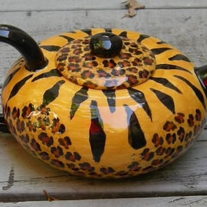 Custom Exotic LEOPARD PRINT/TIGER Teapot, Hand Painted, Japanese Style ...