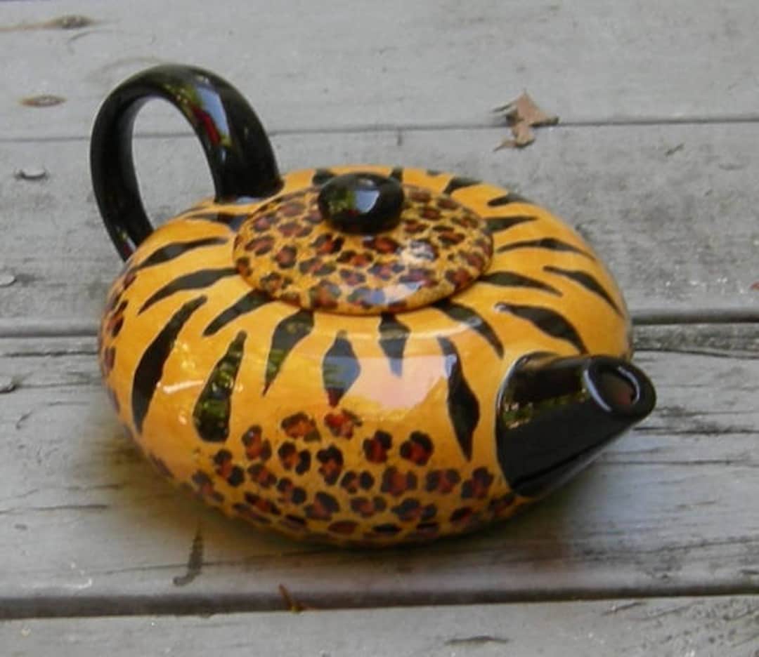 Custom Exotic LEOPARD PRINT/TIGER Teapot, Hand Painted, Japanese Style ...